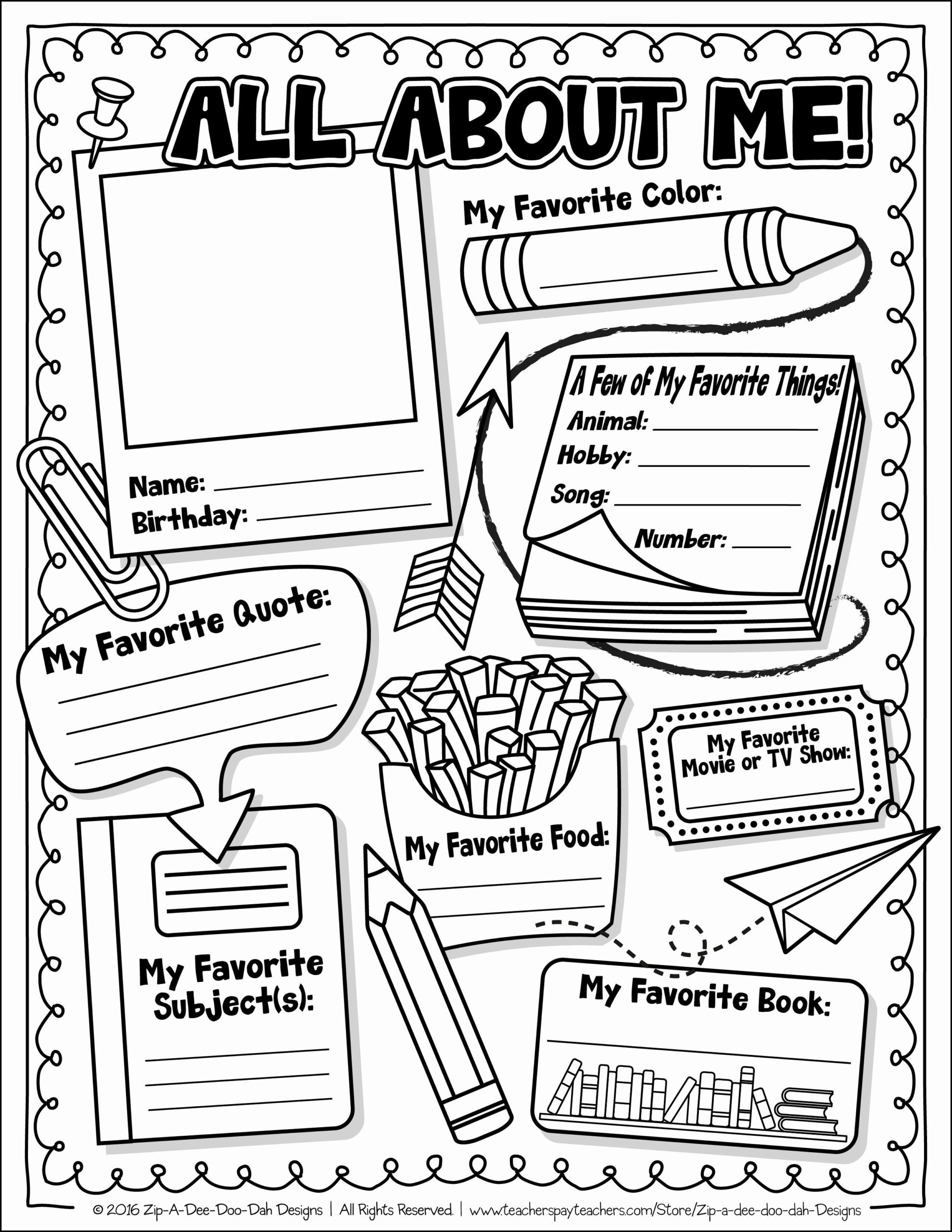 All About Me Printable Middle School All About Me Worksheets
