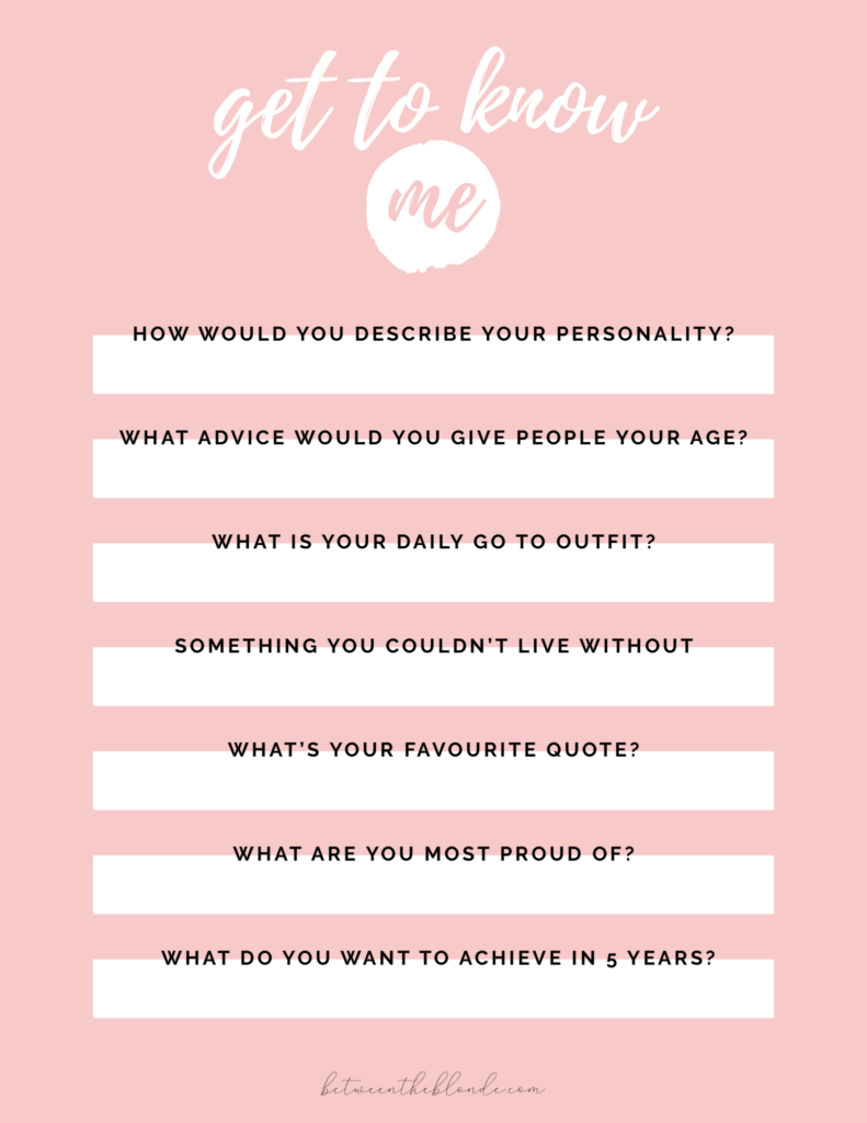 Get To Know Me Templ | All About Me Worksheets