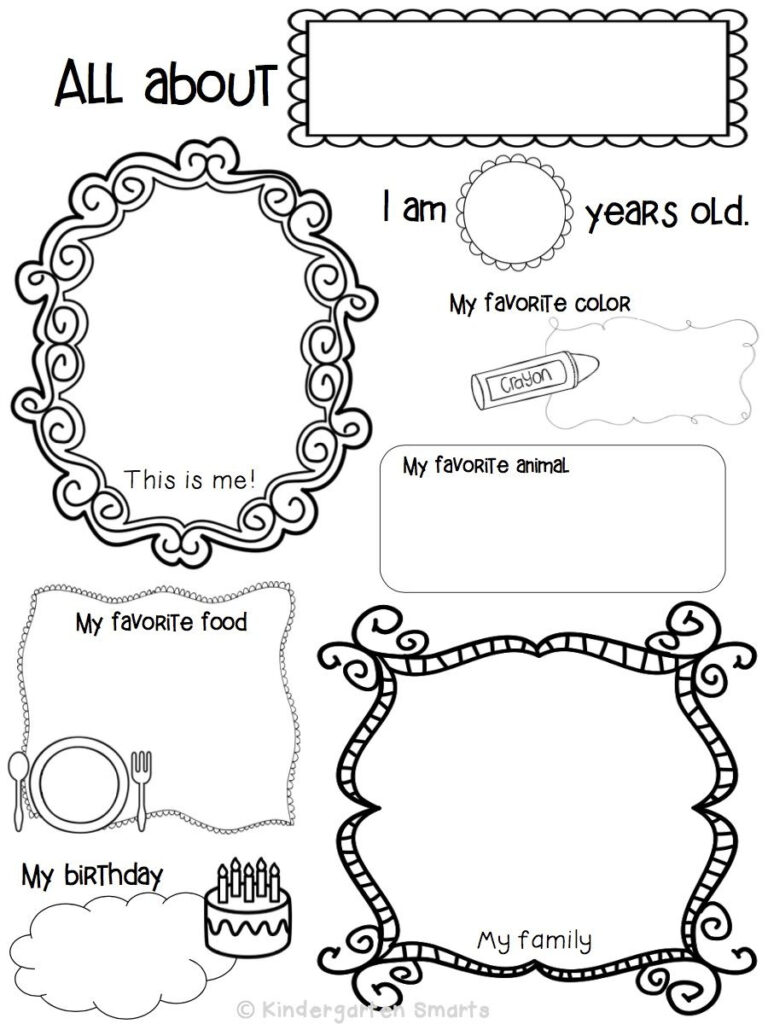 All About Me Kindergarten Printable | All About Me Worksheets