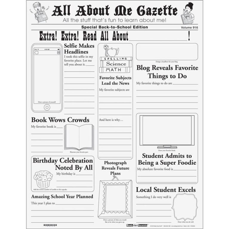 Extra Extra Read All About Me Worksheet | All About Me Worksheets