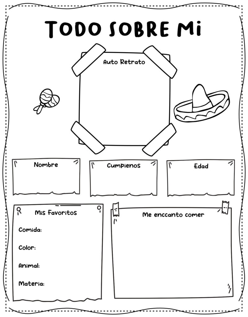All About Me Worksheet in Spanish Printable | All About Me Worksheets